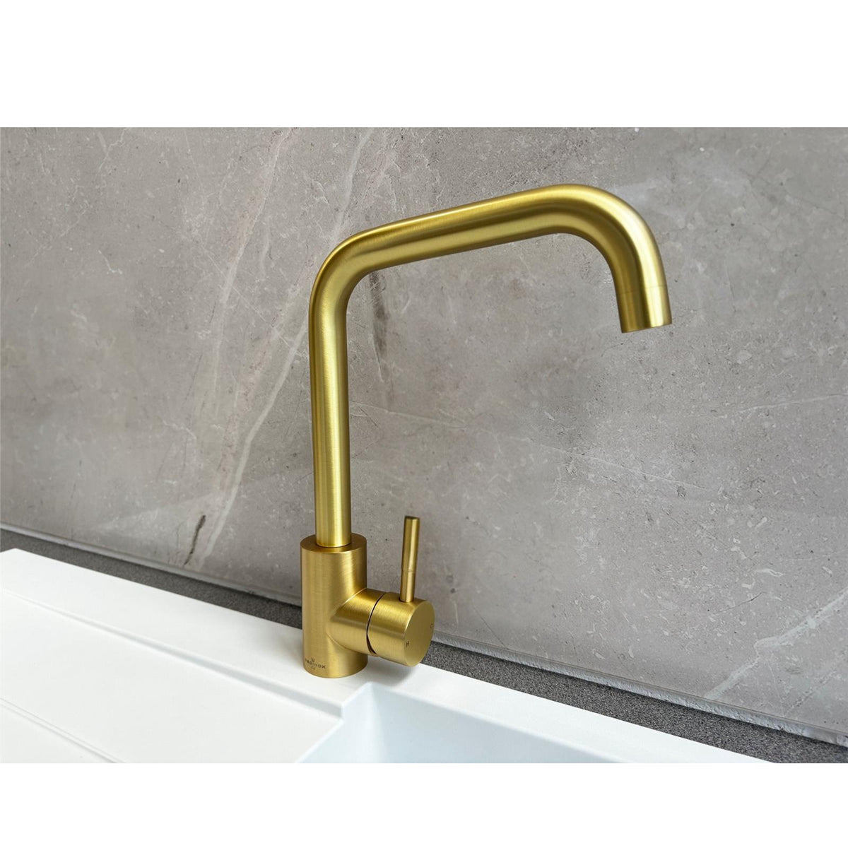Reginox Salina BG Single Lever Square Neck Brushed Gold Kitchen Mixer